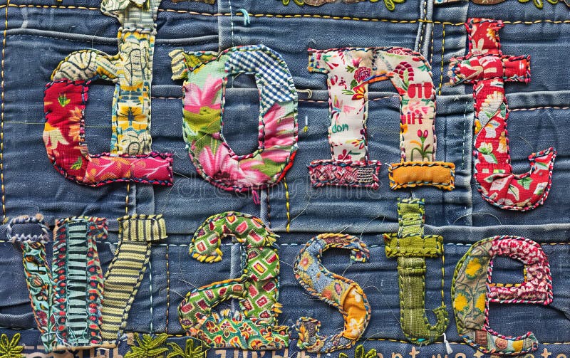 Colorful Patchwork Letters Spell Out Don T Waste it on a Blue Quilted ...