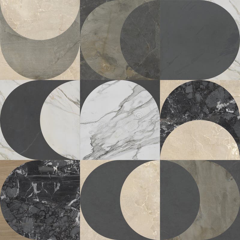 Creative Patchwork Pattern Stone Ceramic Wallpaper Design. White Marble ...