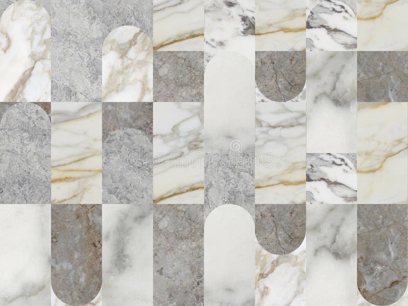 Creative Patchwork Pattern Stone Ceramic Wallpaper Design. White Marble ...