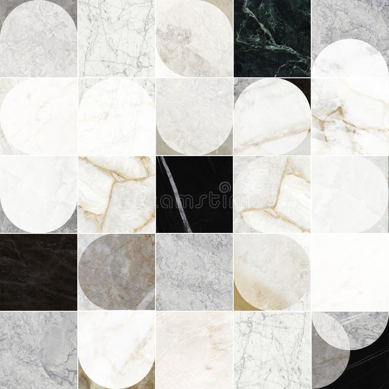 Creative Patchwork Pattern Stone Ceramic Wallpaper Design. White Marble ...