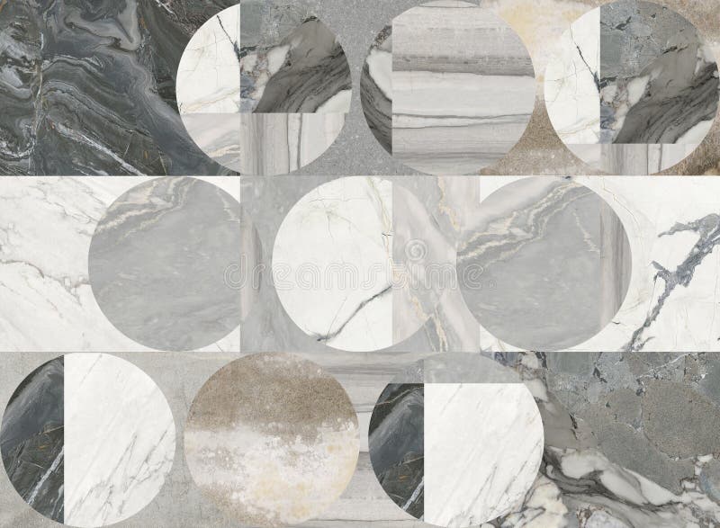 Creative Patchwork Pattern Stone Ceramic Wallpaper Design. White Marble ...