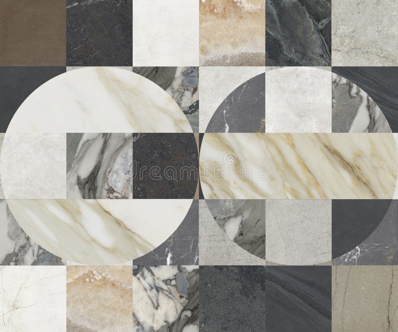 Creative Patchwork Pattern Stone Ceramic Wallpaper Design. White Marble ...