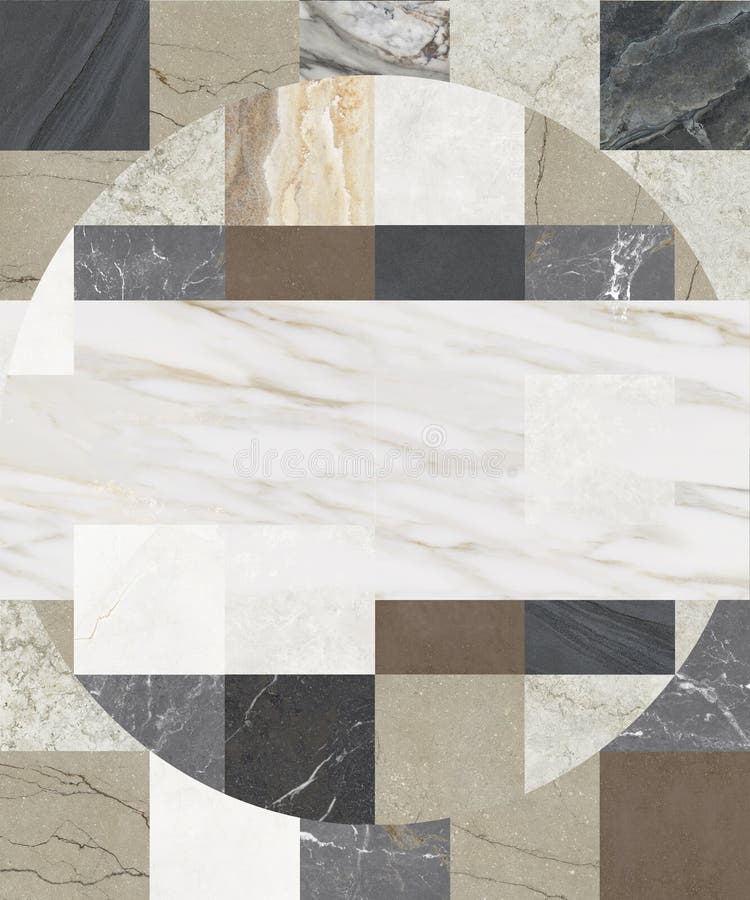 Creative Patchwork Pattern Stone Ceramic Wallpaper Design. White Marble ...