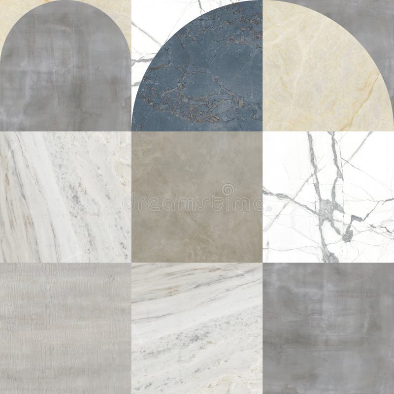 Creative Patchwork Pattern Stone Ceramic Wallpaper Design. White Marble ...