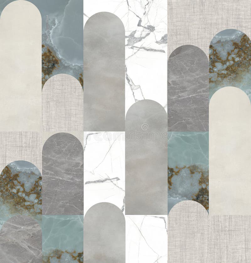 Creative Patchwork Pattern Stone Ceramic Wallpaper Design. White Marble ...