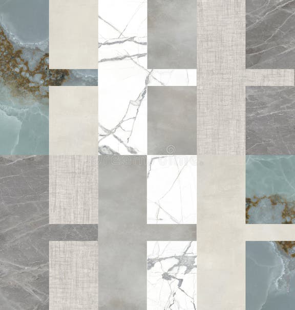 Creative Patchwork Pattern Stone Ceramic Wallpaper Design. White Marble ...