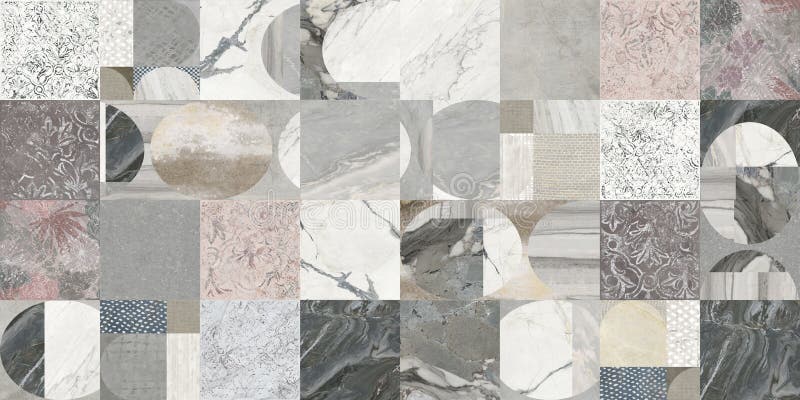 Creative Patchwork Pattern Stone Ceramic Wallpaper Design. White Marble ...