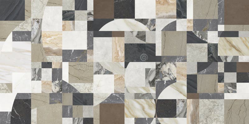Creative Patchwork Pattern Stone Ceramic Wallpaper Design. White Marble ...