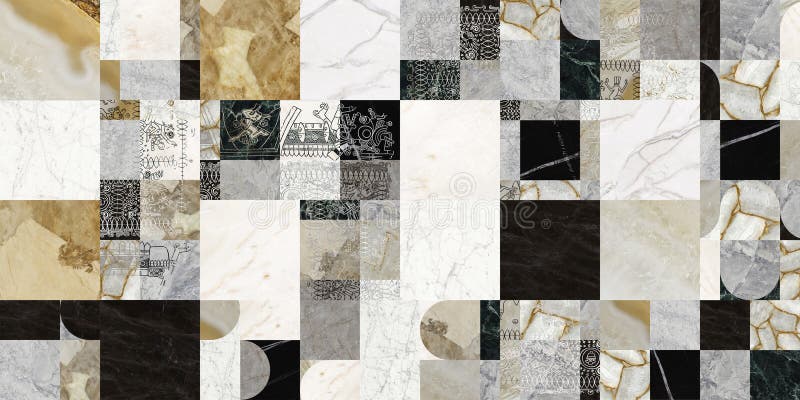 Creative Patchwork Pattern Mixed of Several Marbles and Stones, with ...