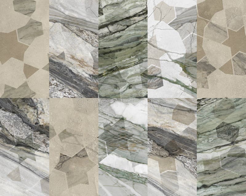 Creative Patchwork Pattern Stone Ceramic Wallpaper Design. White Marble ...