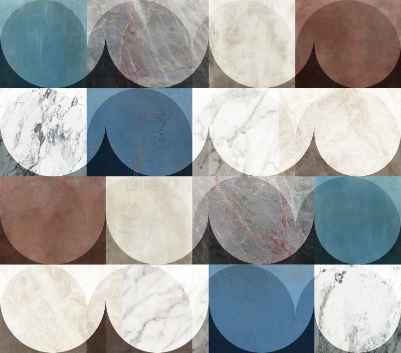 Creative Patchwork Pattern Stone Ceramic Wallpaper Design. White Marble ...