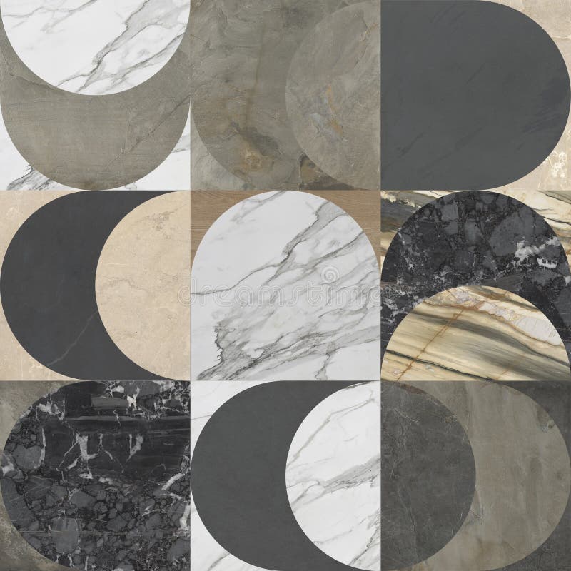 Creative Patchwork Pattern Stone Ceramic Wallpaper Design. White Marble Stock Illustration ...