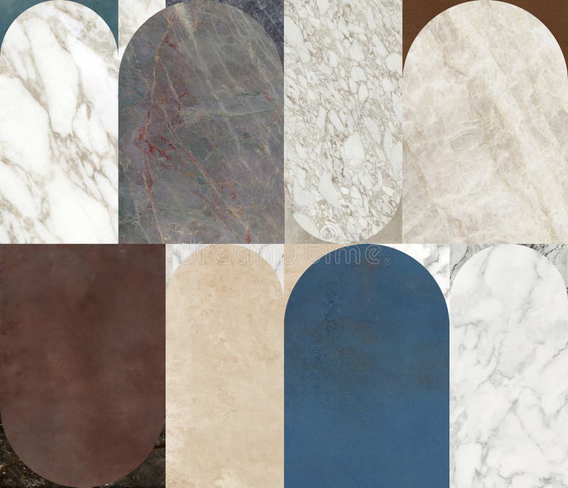 Creative Patchwork Pattern Stone Ceramic Wallpaper Design. White Marble ...