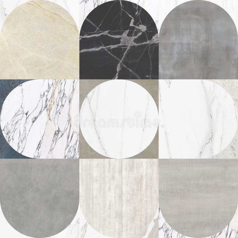 Creative Patchwork Pattern Stone Ceramic Wallpaper Design. White Marble ...