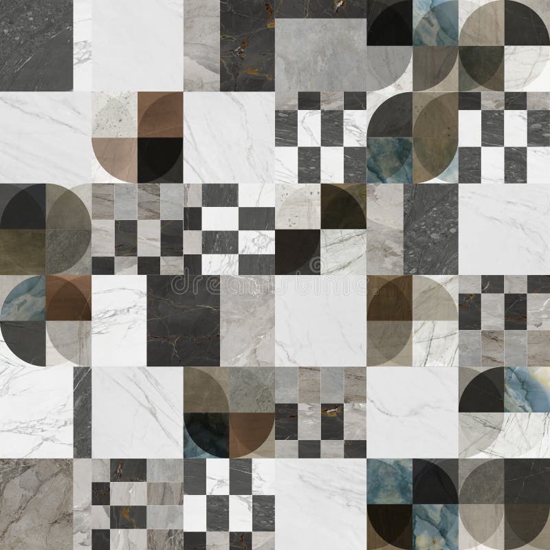 White Marble Mosaic Creative Patchwork Pattern Stone Ceramic Wallpaper ...
