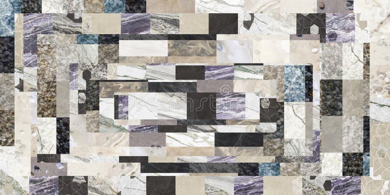 Creative Patchwork Pattern Stone Ceramic Wallpaper Design. White Marble ...