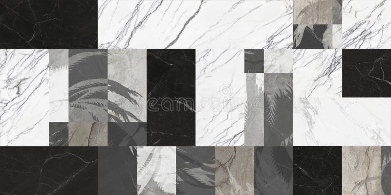 Creative Patchwork Pattern Stone Ceramic Wallpaper Design. White Marble ...