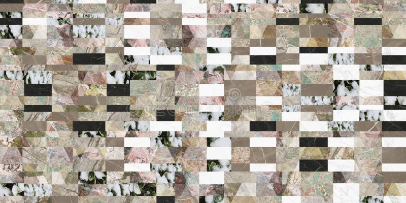 Creative Patchwork Pattern Stone Ceramic Wallpaper Design. White Marble ...