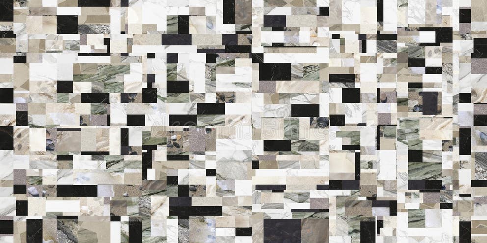 Creative Patchwork Pattern Stone Ceramic Wallpaper Design. White Marble Stock Illustration ...
