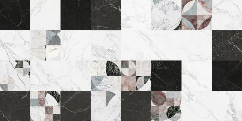 Creative Patchwork Pattern Stone Ceramic Wallpaper Design. White Marble ...