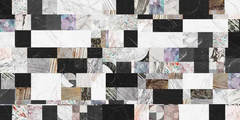 Creative Patchwork Mosaic with Marbles, Stones, Cements, Photos and ...