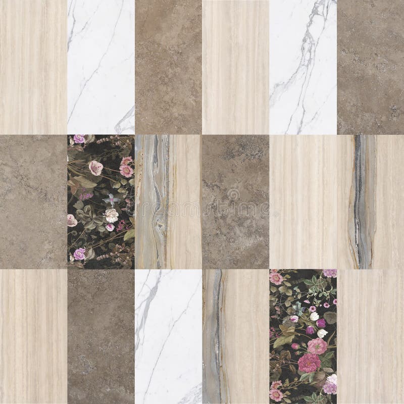 Creative Patchwork Design Combining Different Marbles with Roses ...