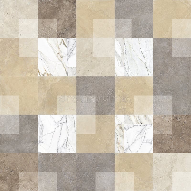 Creative Patchwork Pattern Stone Ceramic Wallpaper Design. White Marble Stock Illustration ...