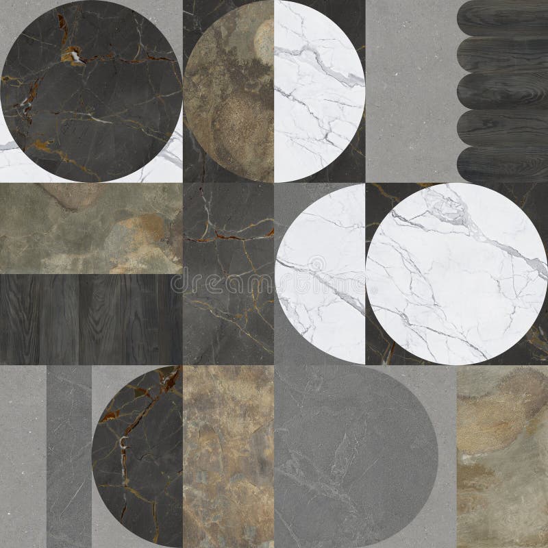 Creative Patchwork Pattern Stone Ceramic Wallpaper Design. White Marble ...