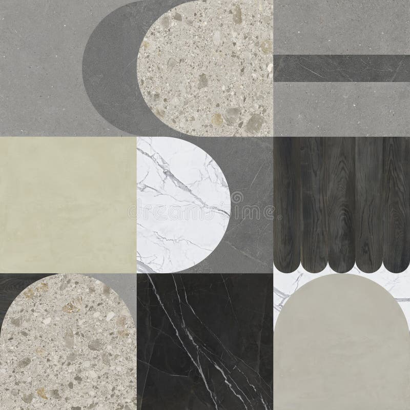 Creative Patchwork Pattern Stone Ceramic Wallpaper Design. White Marble Stock Illustration ...
