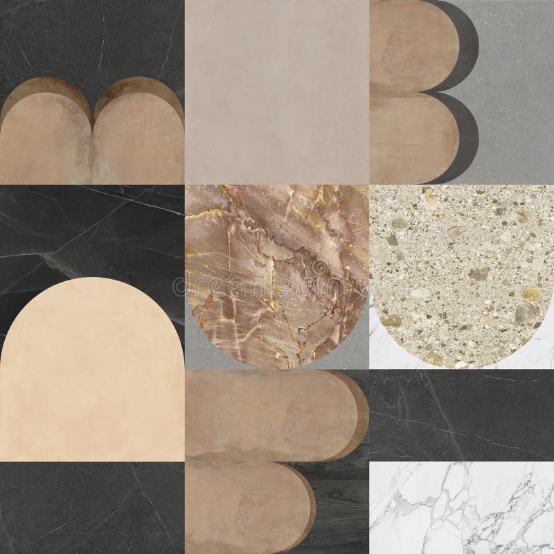 Creative Patchwork Pattern Stone Ceramic Wallpaper Design. White Marble ...