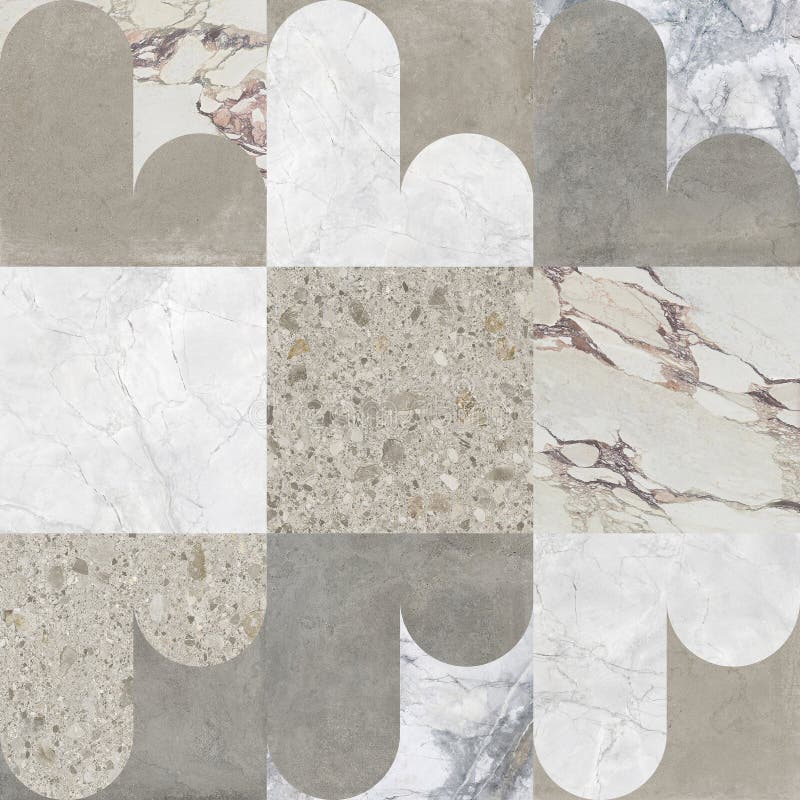 Creative Patchwork Pattern Stone Ceramic Wallpaper Design. White Marble ...