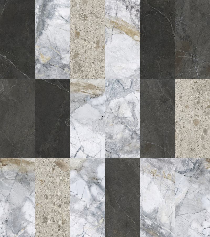 Creative Patchwork Pattern Stone Ceramic Wallpaper Design. White Marble ...