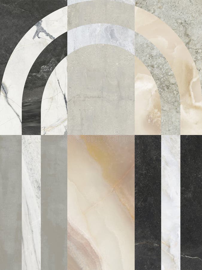 Creative Patchwork Pattern Stone Ceramic Wallpaper Design. White Marble Stock Illustration ...