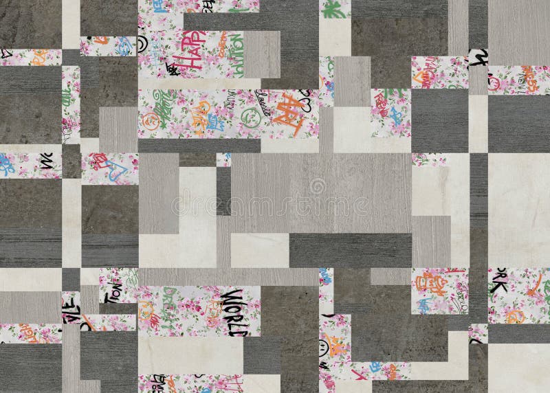 Creative Patchwork Pattern Stone Ceramic Wallpaper Design. Concrete and ...