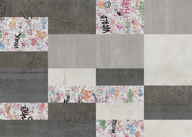Creative Patchwork Pattern Stone Ceramic Wallpaper Design. Mixed of ...