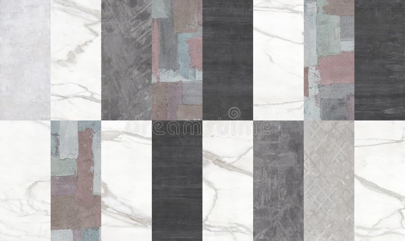 Creative Patchwork Pattern Combining White Marbles, Dark Stones and ...