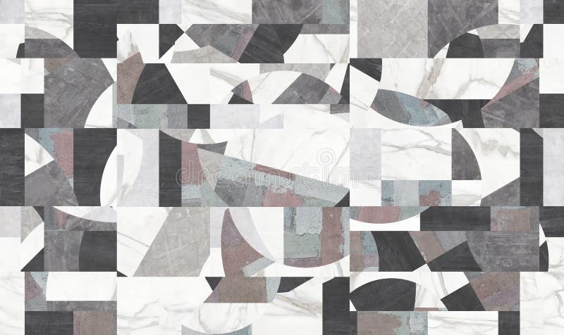 Creative Patchwork Pattern Mixed of Marbles, Concrete and Handmade ...