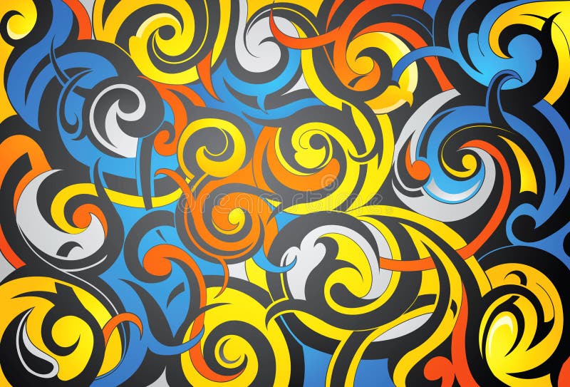 Graffiti Curves Seamless Pattern with Grunge Effect Stock Vector ...