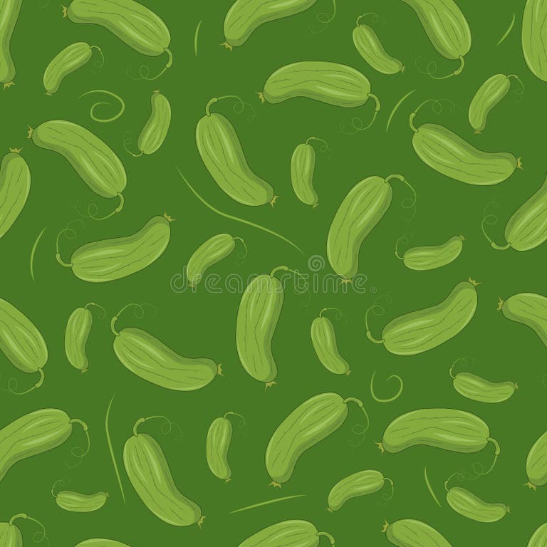Creative Pattern of Fresh Cucumbers on Green Background. Top View. Vector Stock Vector ...