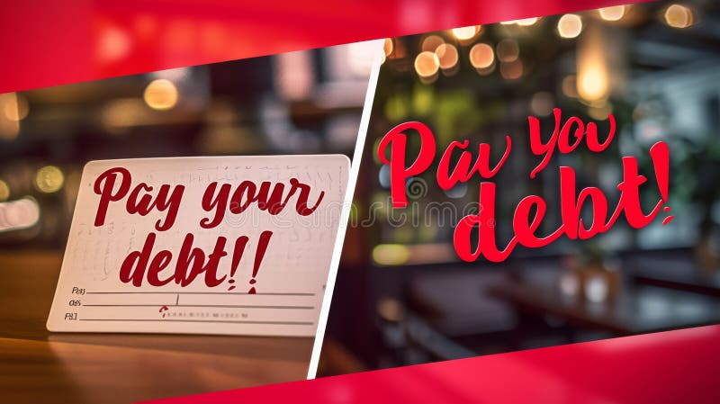 Creative "Pay Your Debt" Signs in Modern Settings Stock Image - Image ...