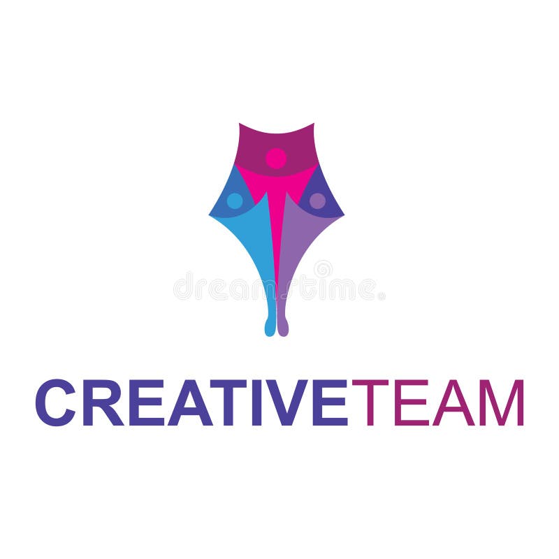 Creative Pen Team Logo Design Stock Illustration - Illustration of logo ...