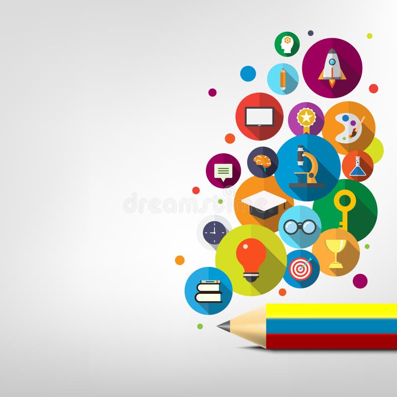 Creative Pencil and Icon Education Concept, Learning Creative Design ...