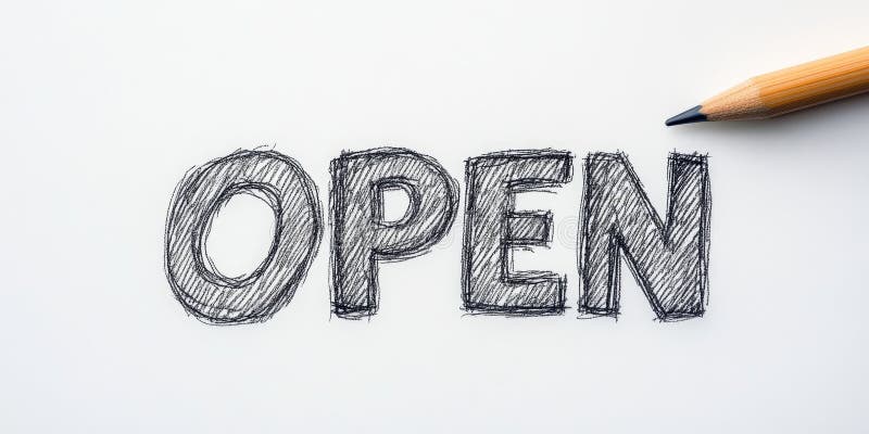Creative Pencil Sketch Style Typography of the Word Open for Design ...