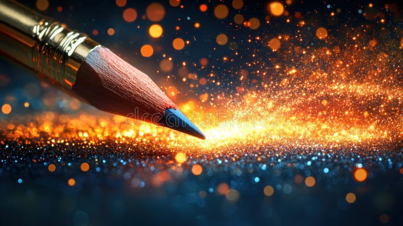 Creative Pencil Tip on Sparkling Surface, Artistic Vision Stock ...