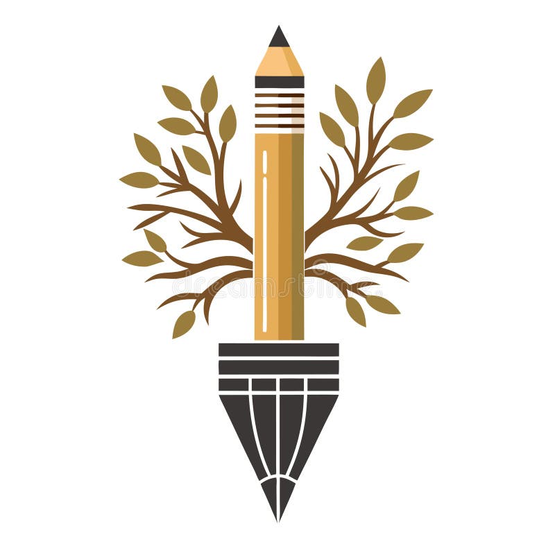 Creative Pencil Tree Logo: Symbol of Growth, Writing, Education, and ...