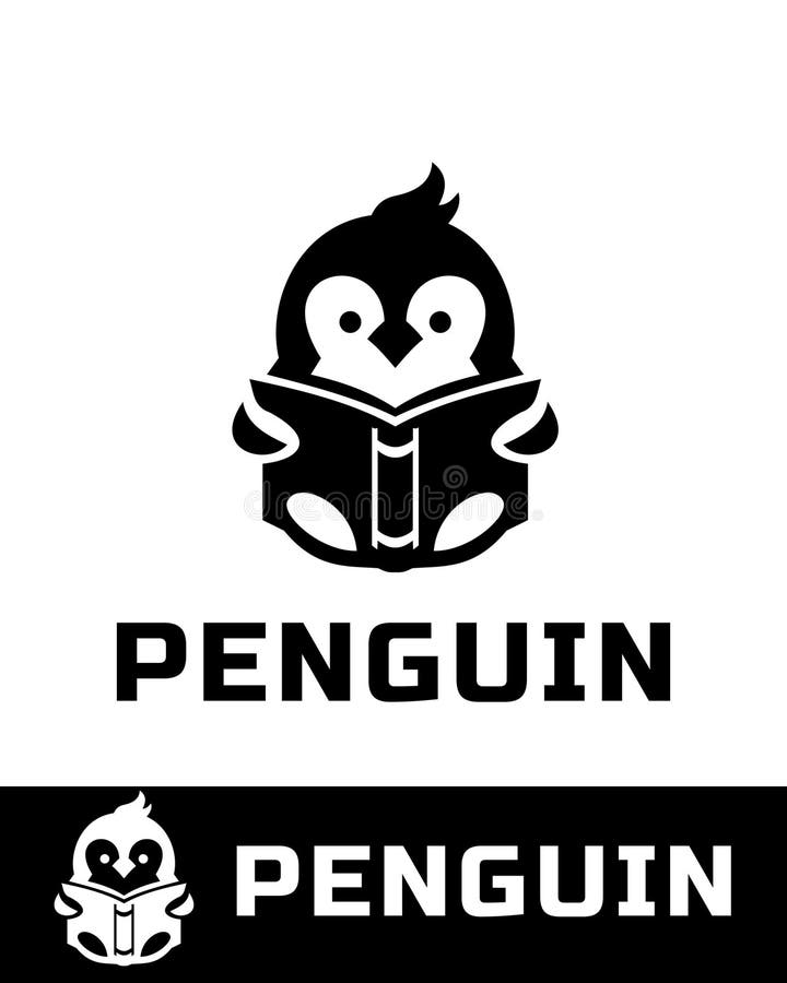 A Creative Penguin Logo Featuring a Cute, Stylized Penguin Reading a ...