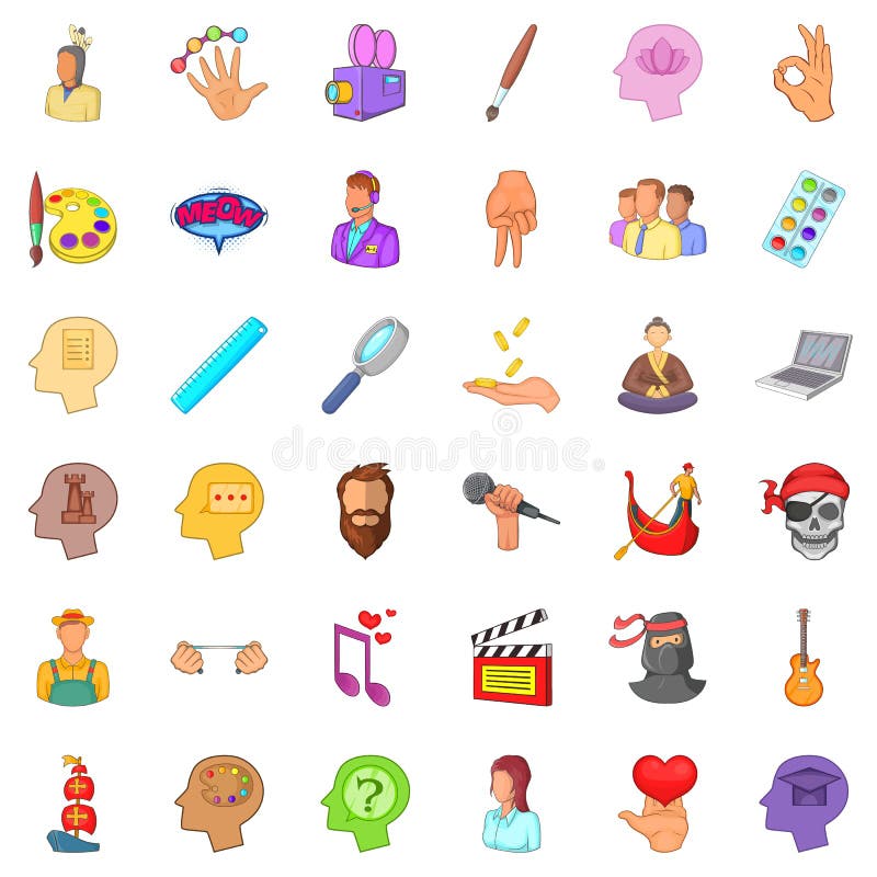Creative People Icons Set, Cartoon Style Stock Vector - Illustration of ...