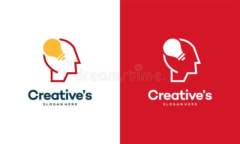 Creative People Logo with Light Bulb Concept Vector, Human Head Bulb ...