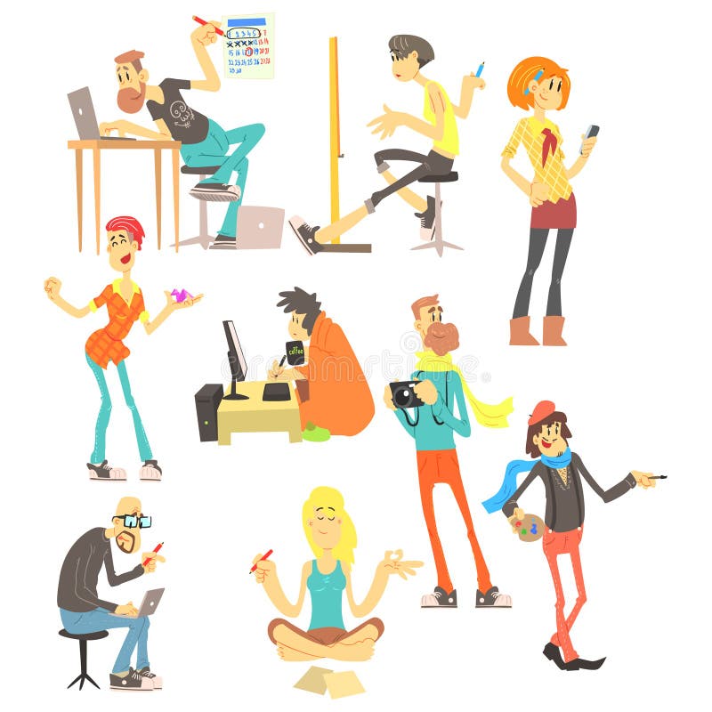 Creative People Set stock vector. Illustration of girl - 68639576