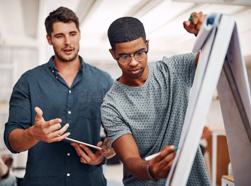 Creative People, Teamwork and Writing on Whiteboard for Training ...